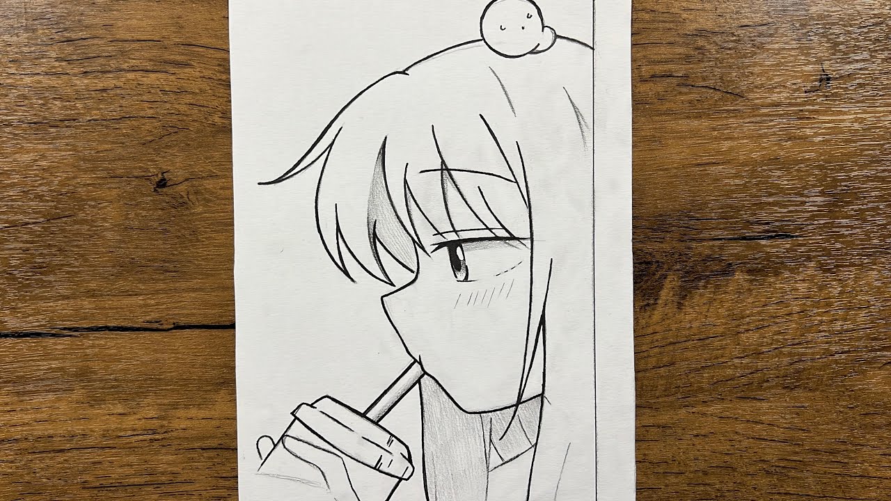Anime girl drawing | How to draw anime girl drinking soda 🥤 - YouTube
