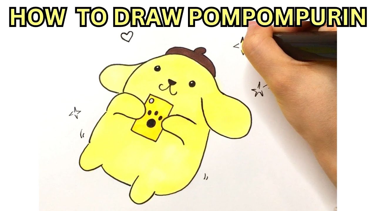 How to Draw Pompompurin (ポムポムプリン/布丁狗) with Colorful Markers - Easy and ...