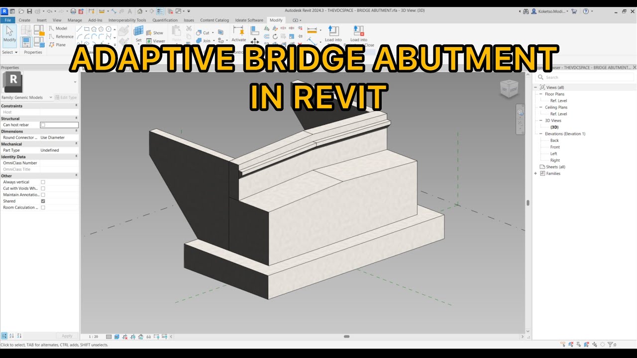 ADAPTIVE - Bridge Abutment in Revit - YouTube