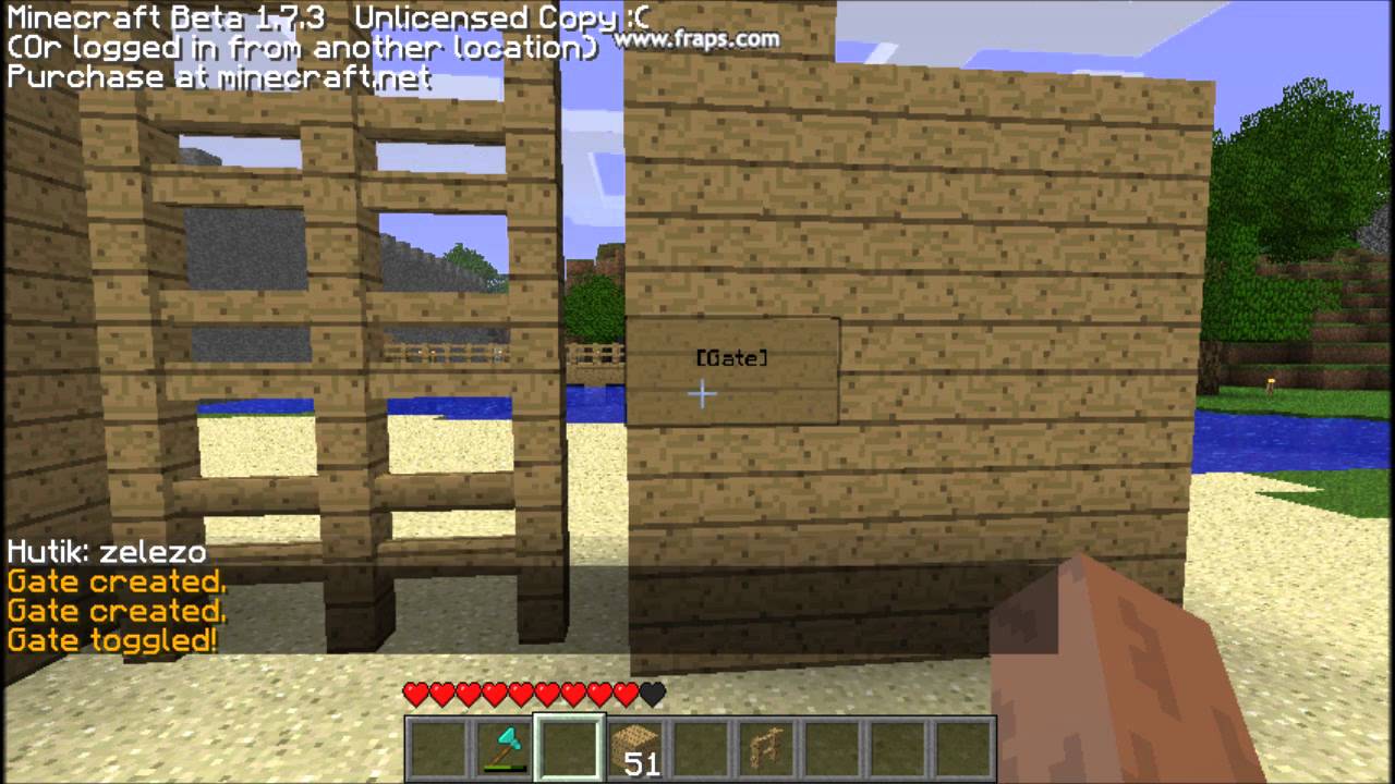 Minecraft gate, lift a bridge - YouTube