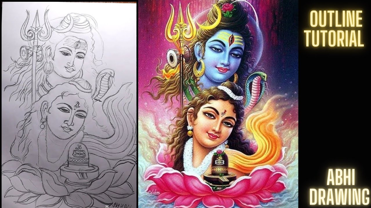 Shiva parvati pencil drawing || Shiv Parvati images | Shiv Parvati face ...