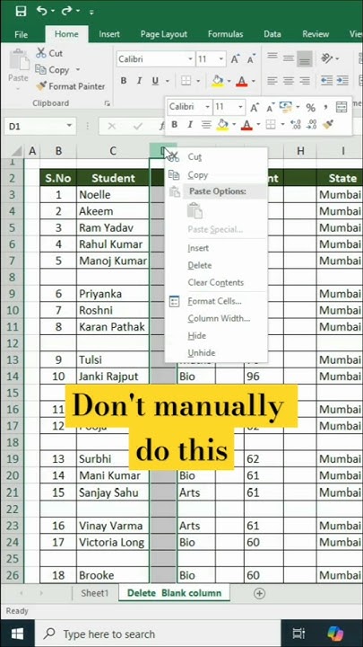 Don't delete Rows column like manual in Excel.#excel #exceltricks #exceltips #yt #row&column # ...