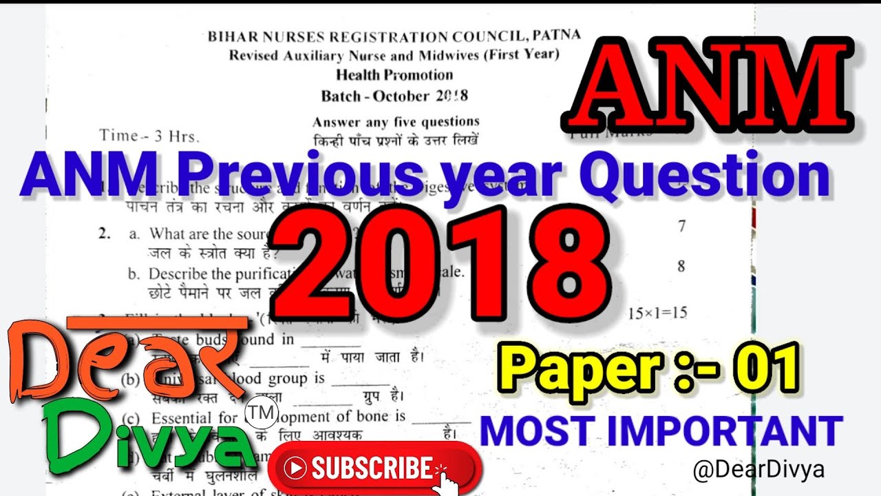Health Promotion || ANM Previous year question 2018 || ANM Paper 01 ...