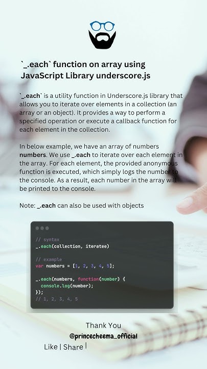 `_.each` function on array using JavaScript Library underscore.js ( #shorts ) - YouTube