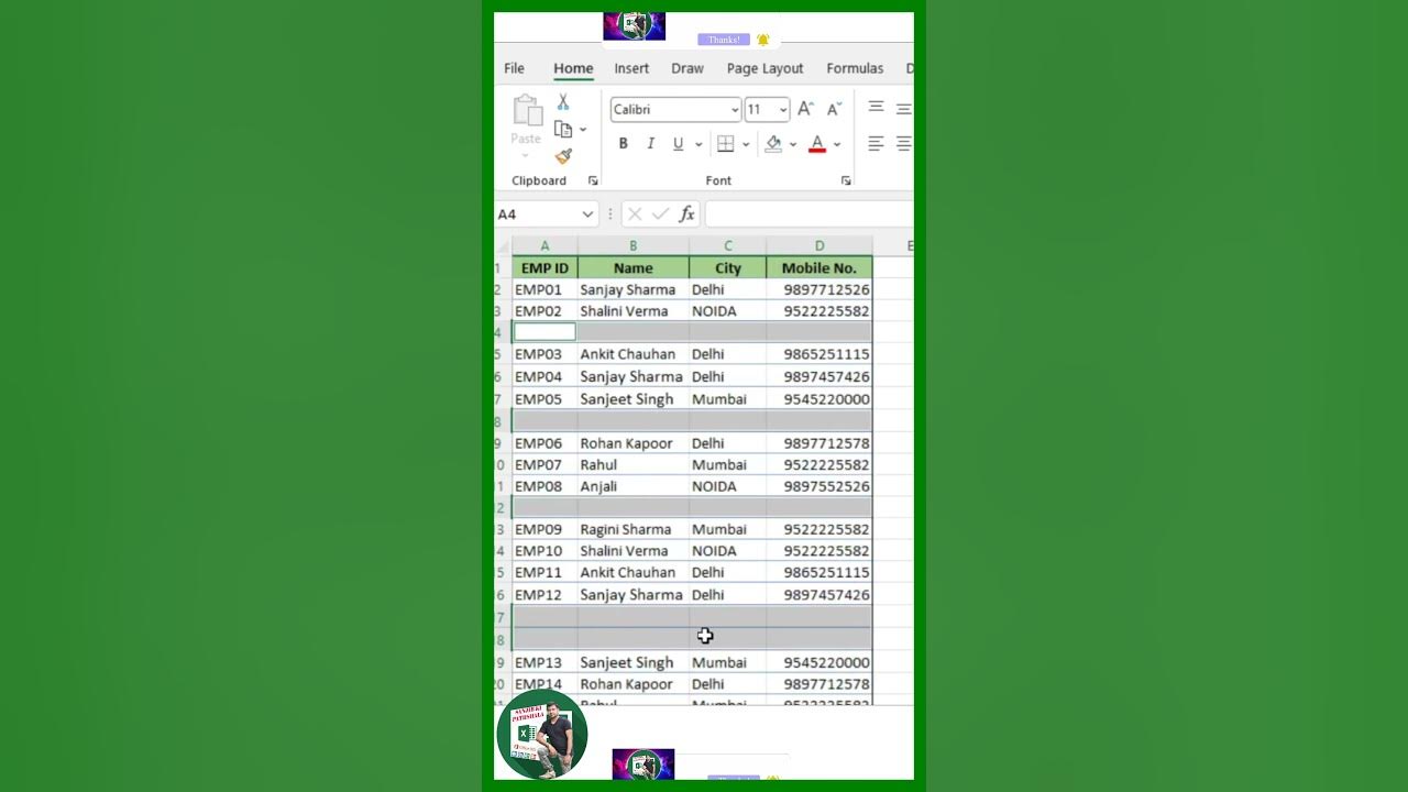 Delete Blank Rows In Excel 👍sanjib Ki Pathshala Exceltips Exceltricks