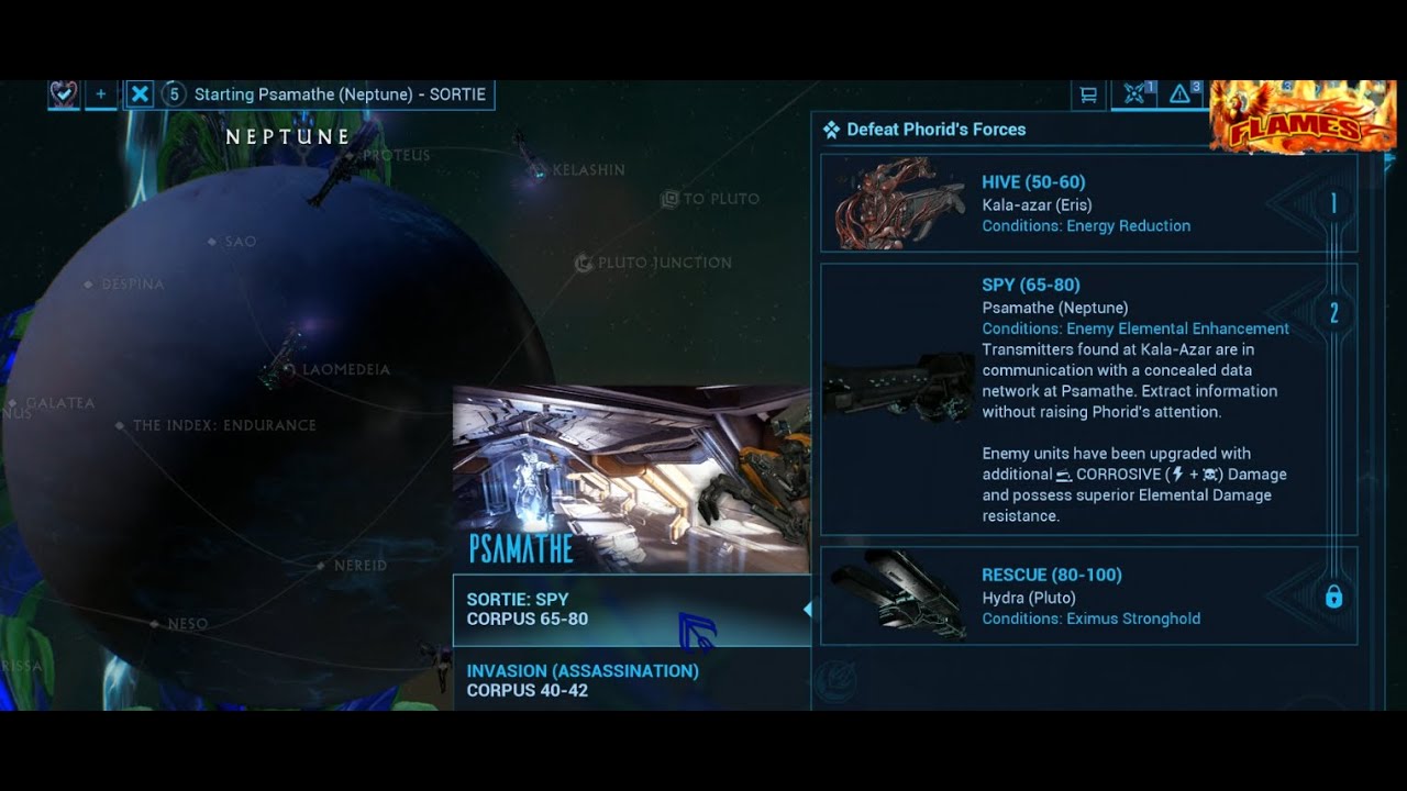 Warframe Psamathe (Neptune) Mission Spy level 65-80 - YouTube