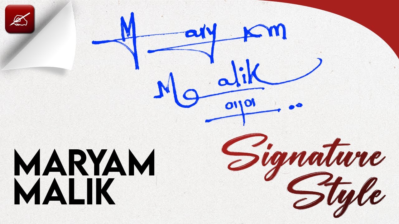 ️ Maryam Malik Name Signature Design - M Signature Style - How to ...