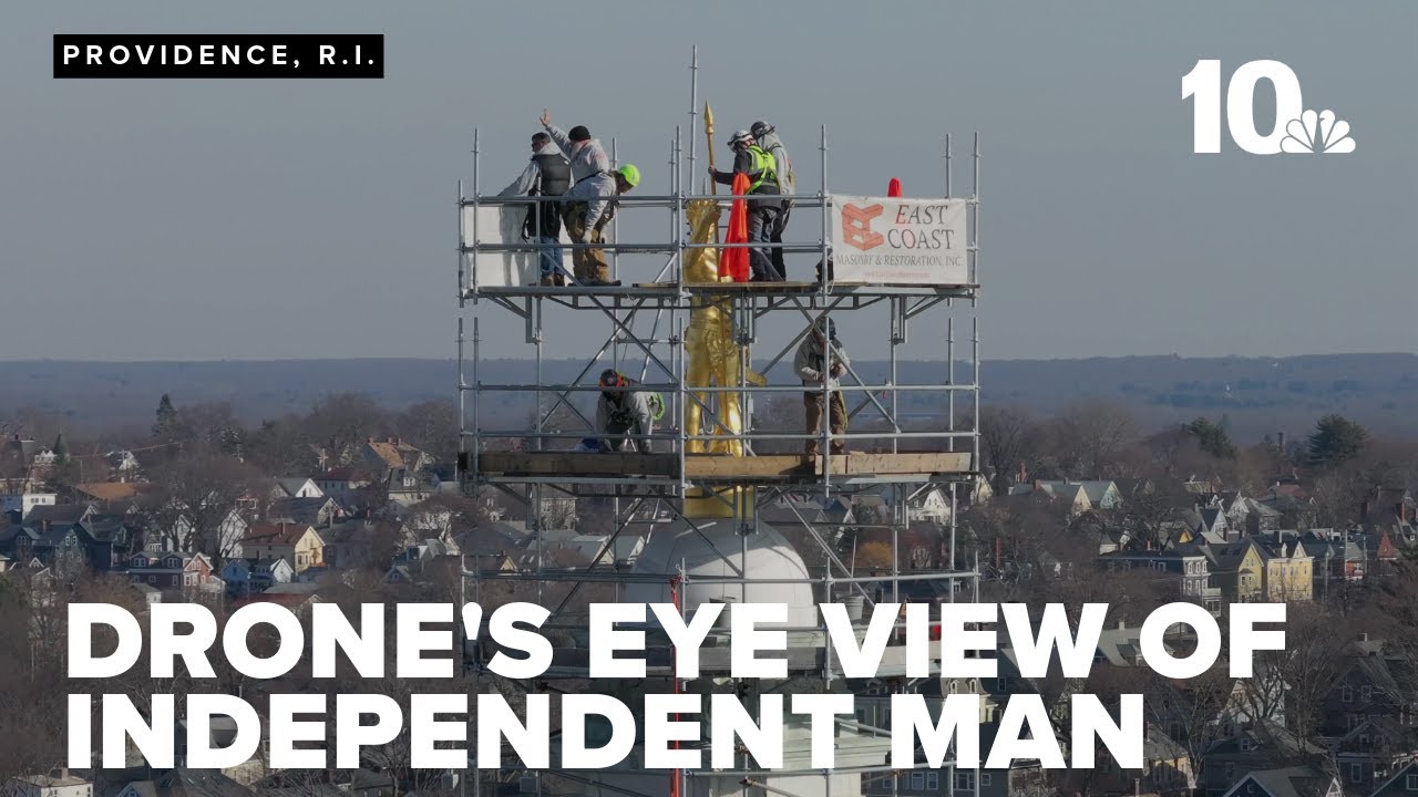 Independent Man returns to top of Rhode Island State House dome - YouTube