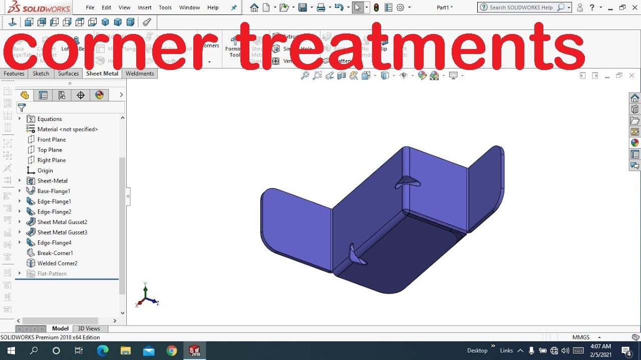 solid work sheet metal tutorials | weld corners | close | relief | trim ...