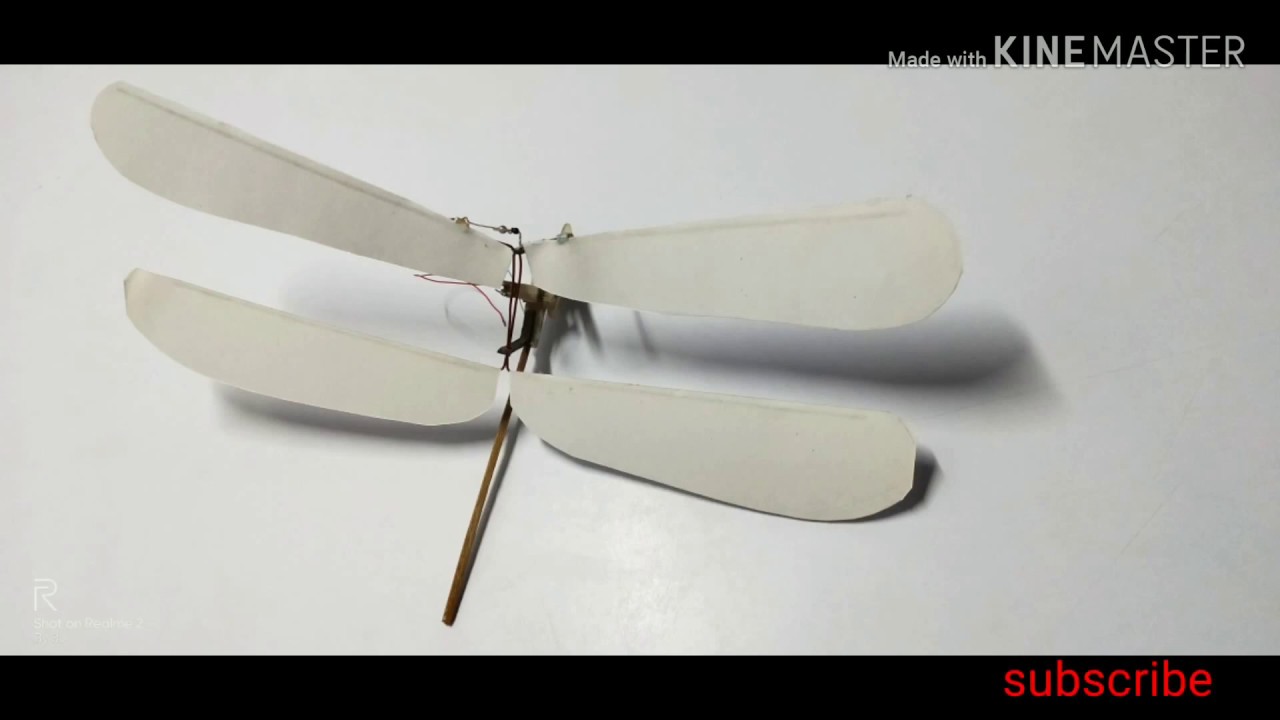 Home build mini dragonfly, insect type ornithopter - YouTube