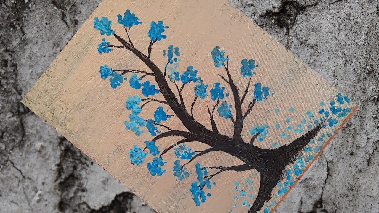 BLUE TREE / Abstract Acrylic Painting / Easy Tutorial For Beginners ...