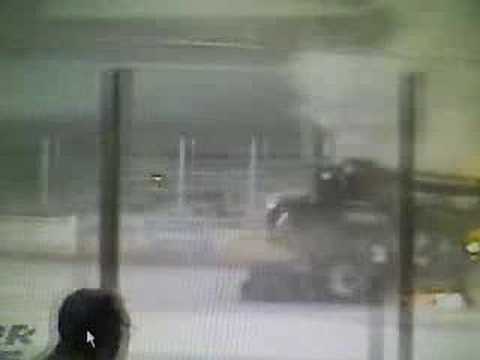 zamboni on fire at ice works - YouTube