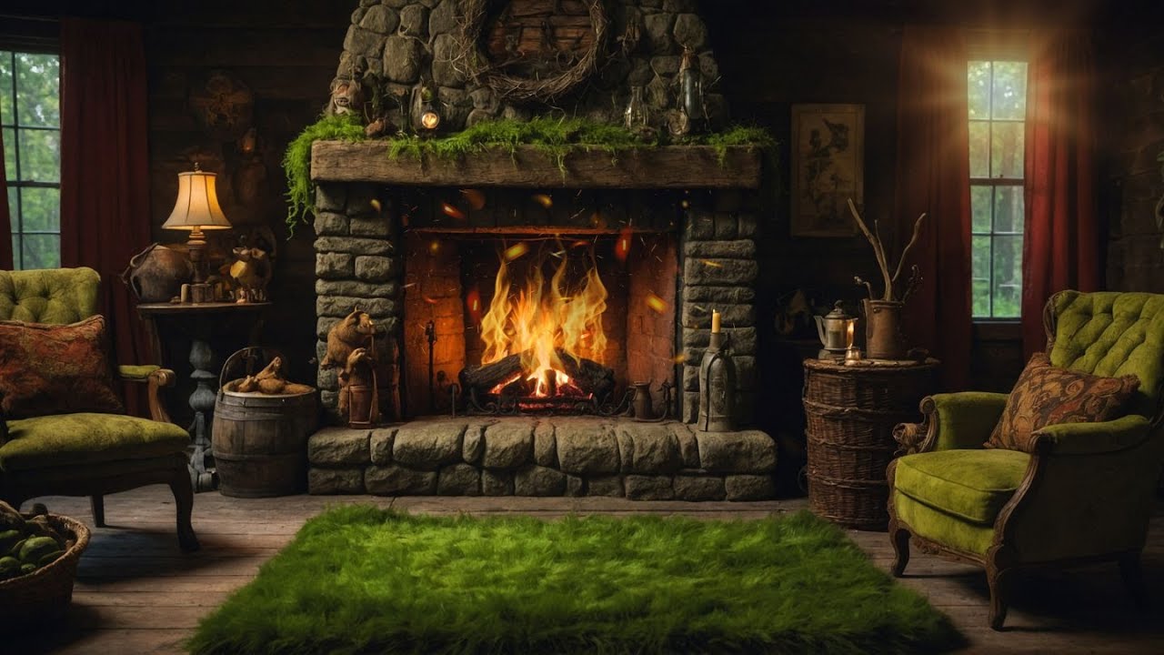 Fireplace in Shrek Swamp room 4K ( very cozy ) - YouTube
