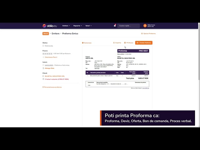Cum emit o Proforma? - Tutorial Video Oblio.eu