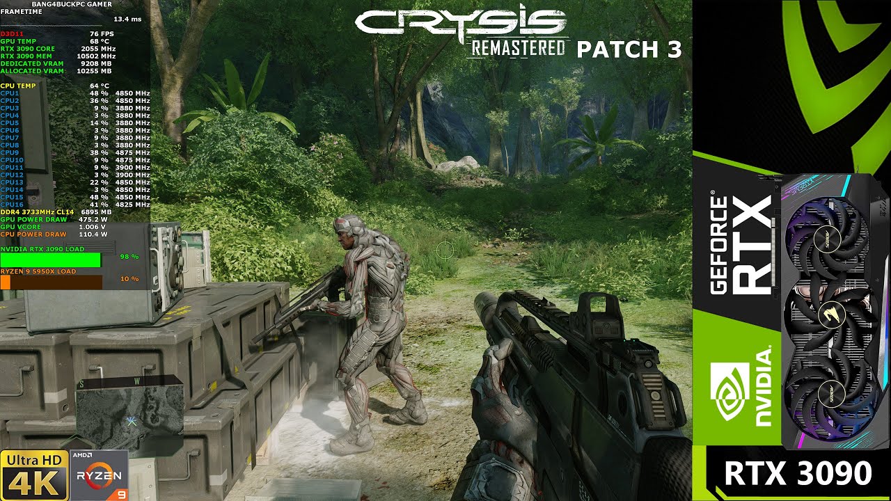 Crysis Remastered Max Settings Patch 3 4K DLSS | RTX 3090 | Ryzen 9 ...