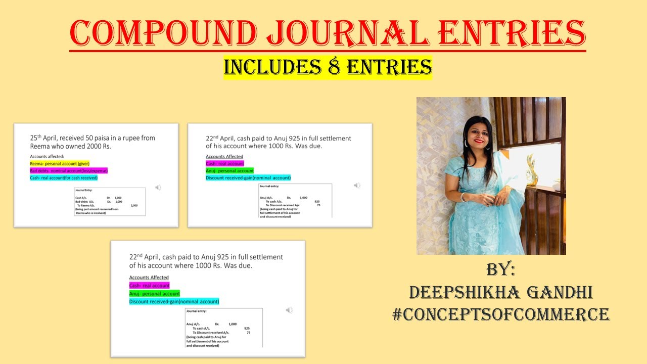 Compound and Complex Journal Entries|| CONCEPTS OF COMMERCE ...