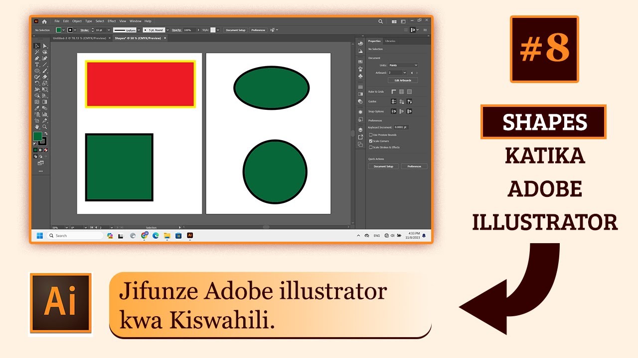 8 Shapes Katika Adobe Illustrator Adobe Illustrator Course Youtube