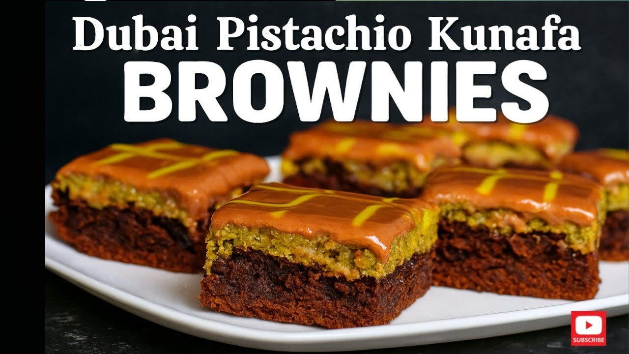 Dubai Pistachio Kunafa Brownies Recipe | Pistachio Kunafa Brownies ...