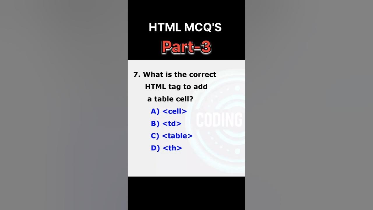 Html Mcqs (Part -3) || Html questions and answers #shorts #html #coding #webdevelopment - YouTube