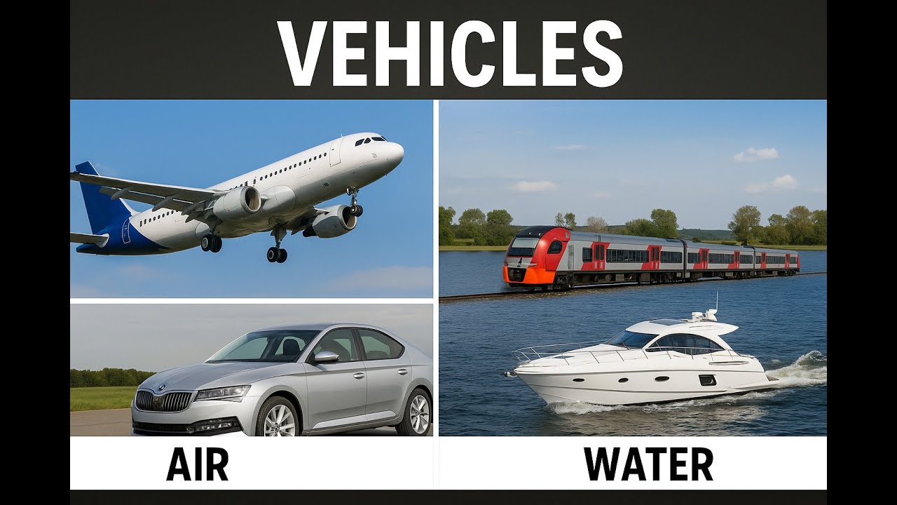 Vehicles for Kids l Mode of Transportation l Vehicle Vocabulary Names l ...