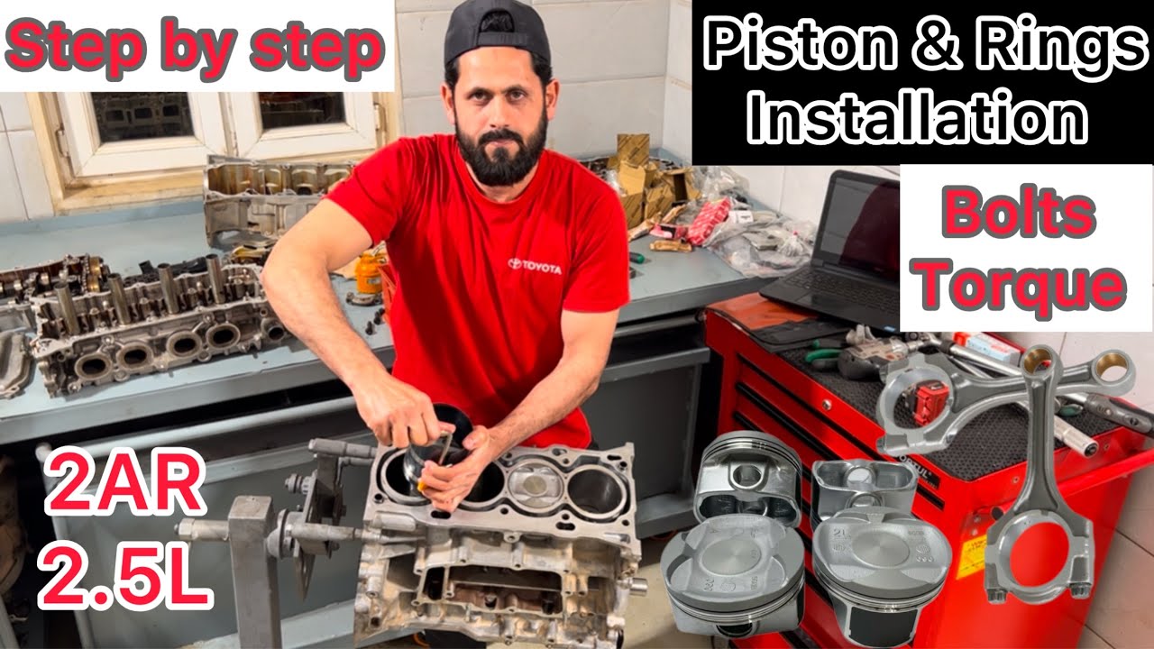 How to Install Piston Rings & Torque Rod Bolts on Toyota 2AR Engine ...