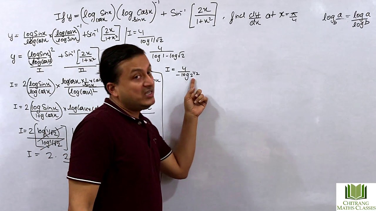 Class 12- Differ-If {log sinx base cos x}{log cos x base sin x}^-1+sin ...