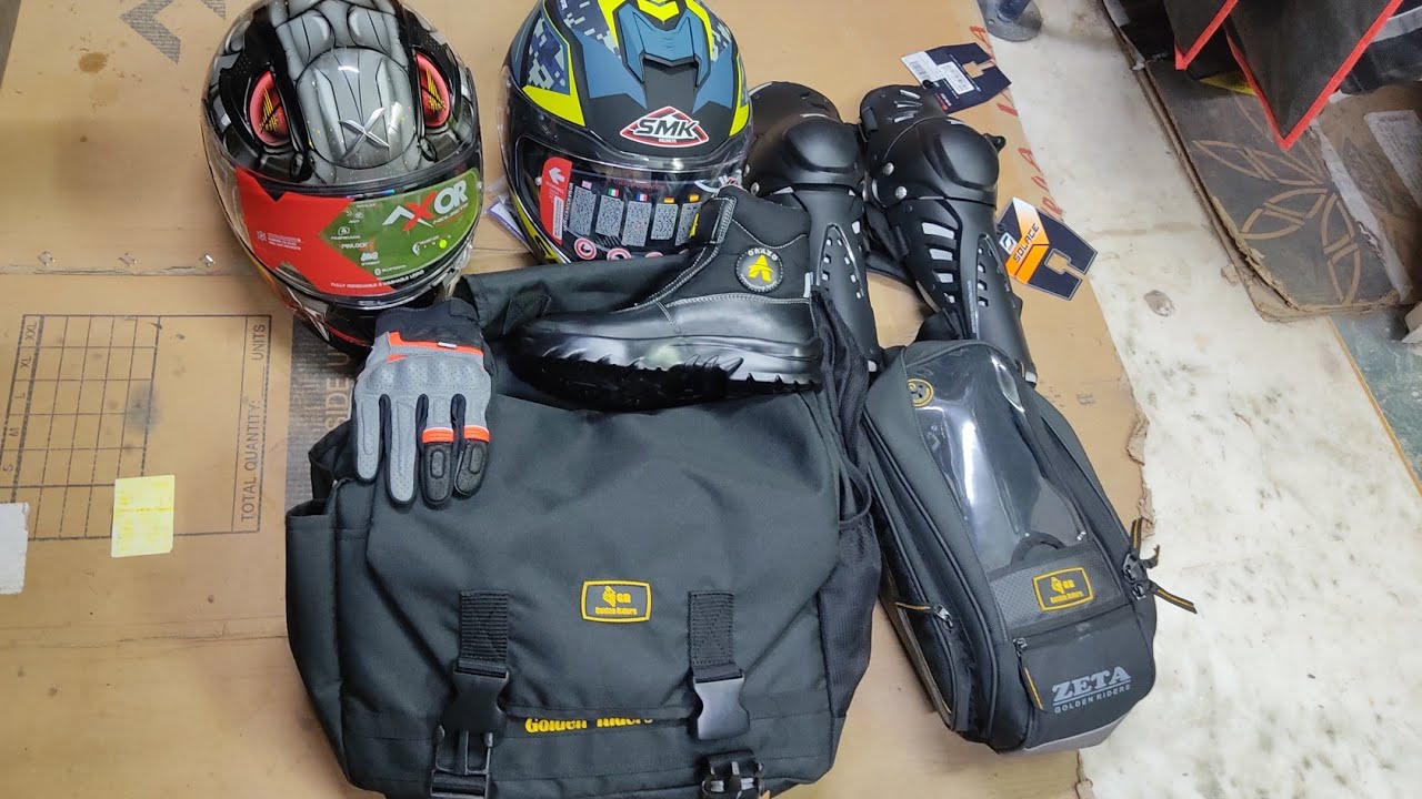Complete😱Riding Gear Jacket Gloves Boots Tank Bag Helmet Saddel Bag ...