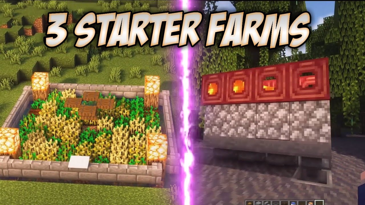 3 Starter Farms For Minecraft 1.19 Survival! Easy+Effecient - YouTube
