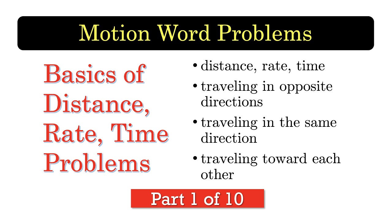 DRT01 Introduction to the Distance, Rate, Time (Motion) Problem Series ...