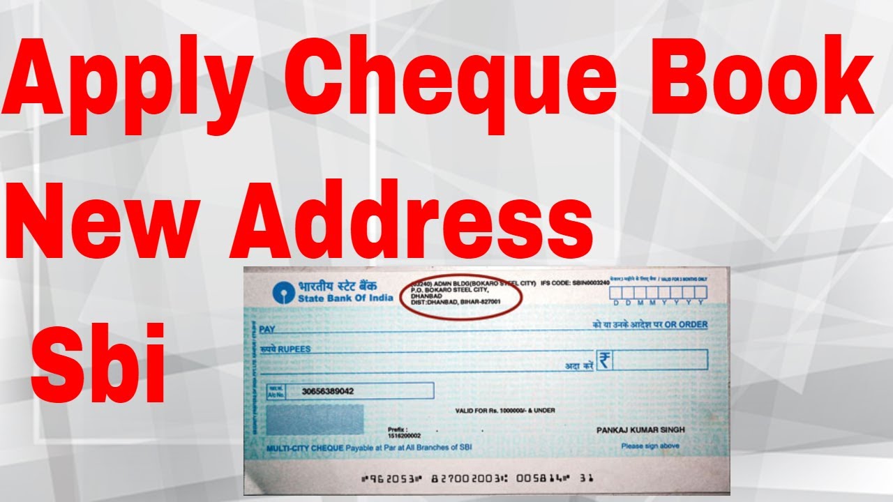 Apply cheque book new address not bank Registered Address state bank of ...