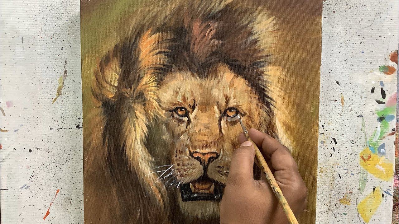 Easy Lion Acrylic Painting Tutorial | Step-by-Step Guide to Paint a ...