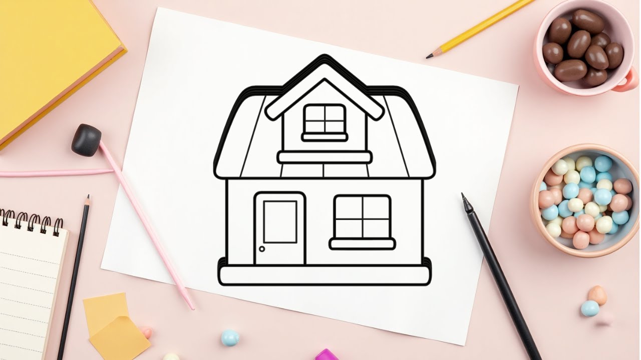 How To Draw Cute House Drawing,Painting & Coloring For Kids and ...