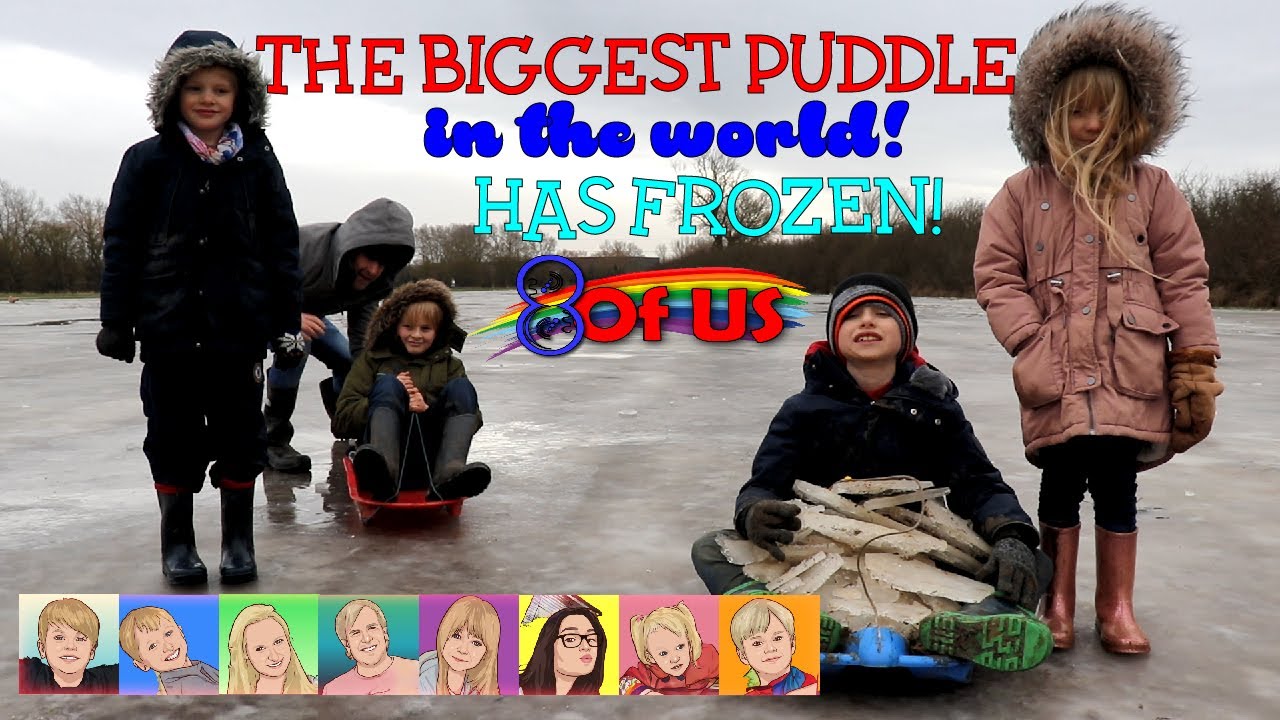 The BIGGEST puddle in the WORLD! Has FROZEN!!! 8 of us on Ice... - YouTube