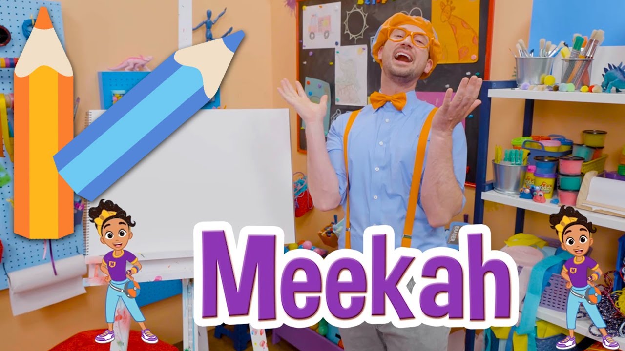Blippi Learns How To Draw Meekah's Bag! - EASY ART FOR KIDS! | Blippi's ...