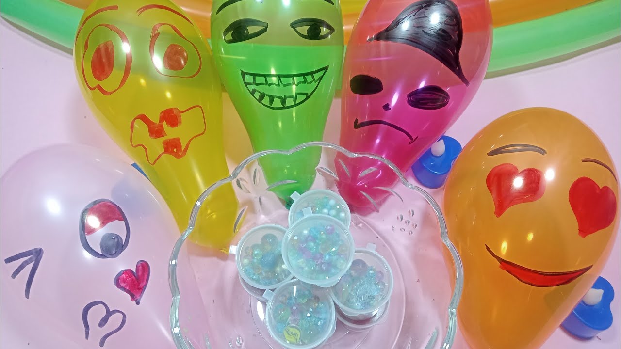 Making Glossy Slime With Funny Faces Balloons | Satisfying Slime Videos ...
