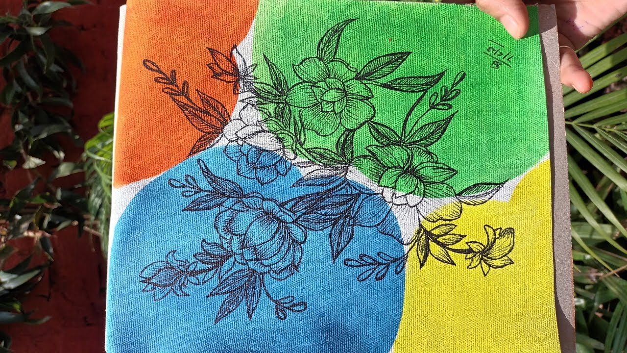 How to draw flower on canvas | peonies flower on canvas | wild rose ...