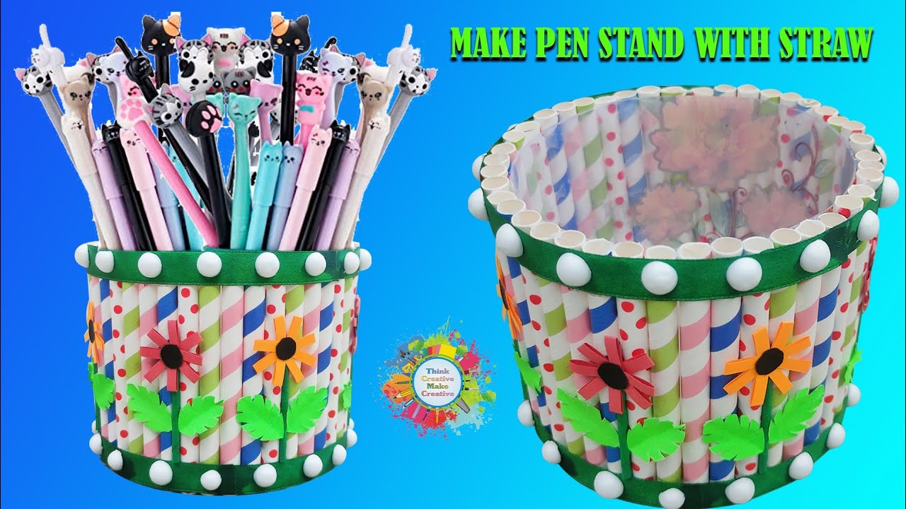 How to Make Pen Stand with Paper Straw - YouTube