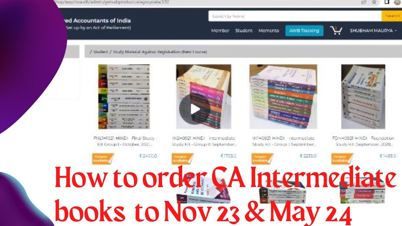 🔥CA Intermediate Book Order for NOV 2023 & May 2024🔥🙂 || #CA || Today ...