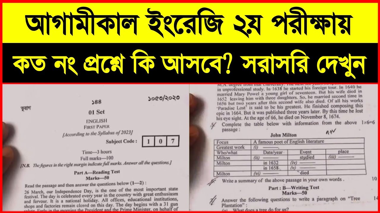 English 2nd Paper Suggestion Ssc 2024 | English 2nd Paper Question Ssc ...