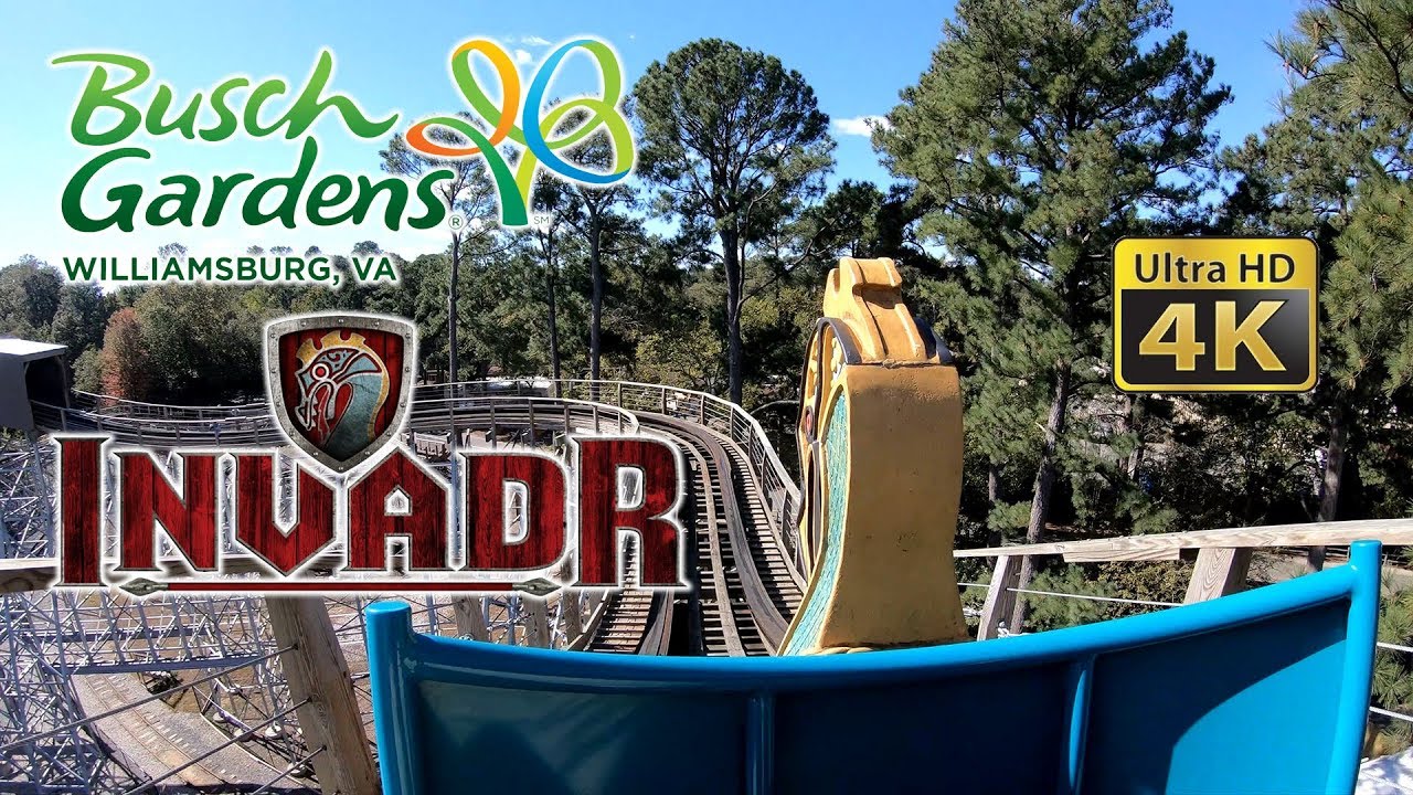 2018 InvadR Wooden Roller Coaster Front Seat Ultra HD 4k 60 fps Busch ...