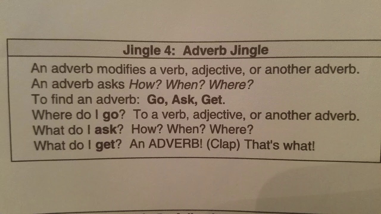 Shurley Grammar - Adverb Jingle (All Grades - BETH-M version) - YouTube