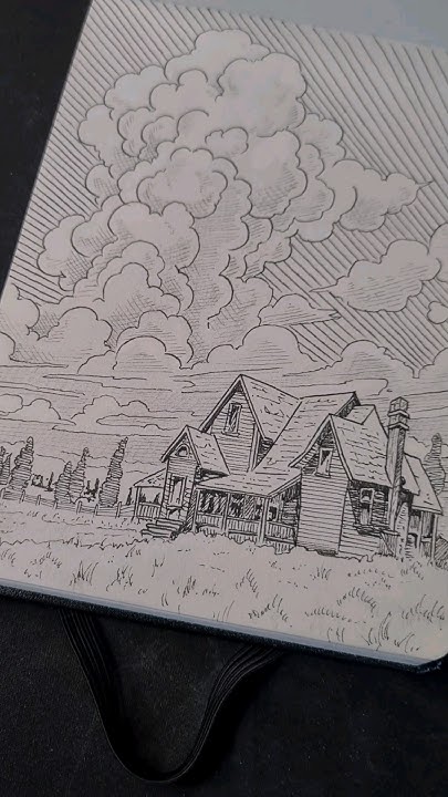 Pen & Ink Landscape and House Drawing - YouTube