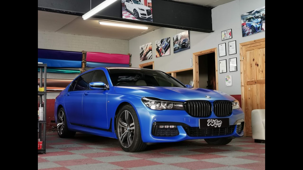 BMW 7 Series Wave Blue Wrap - YouTube