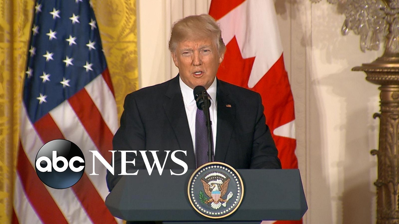 President Trump, Canadian PM Justin Trudeau hold joint press conference ...