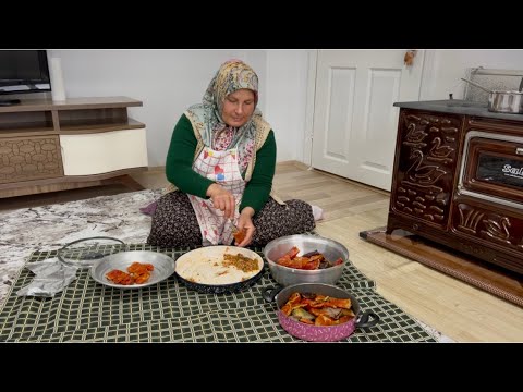 Geleneksel karışık kış dolması 💯 patlıcan biber kabak nasıl yapılır ✅ köyde hayatım