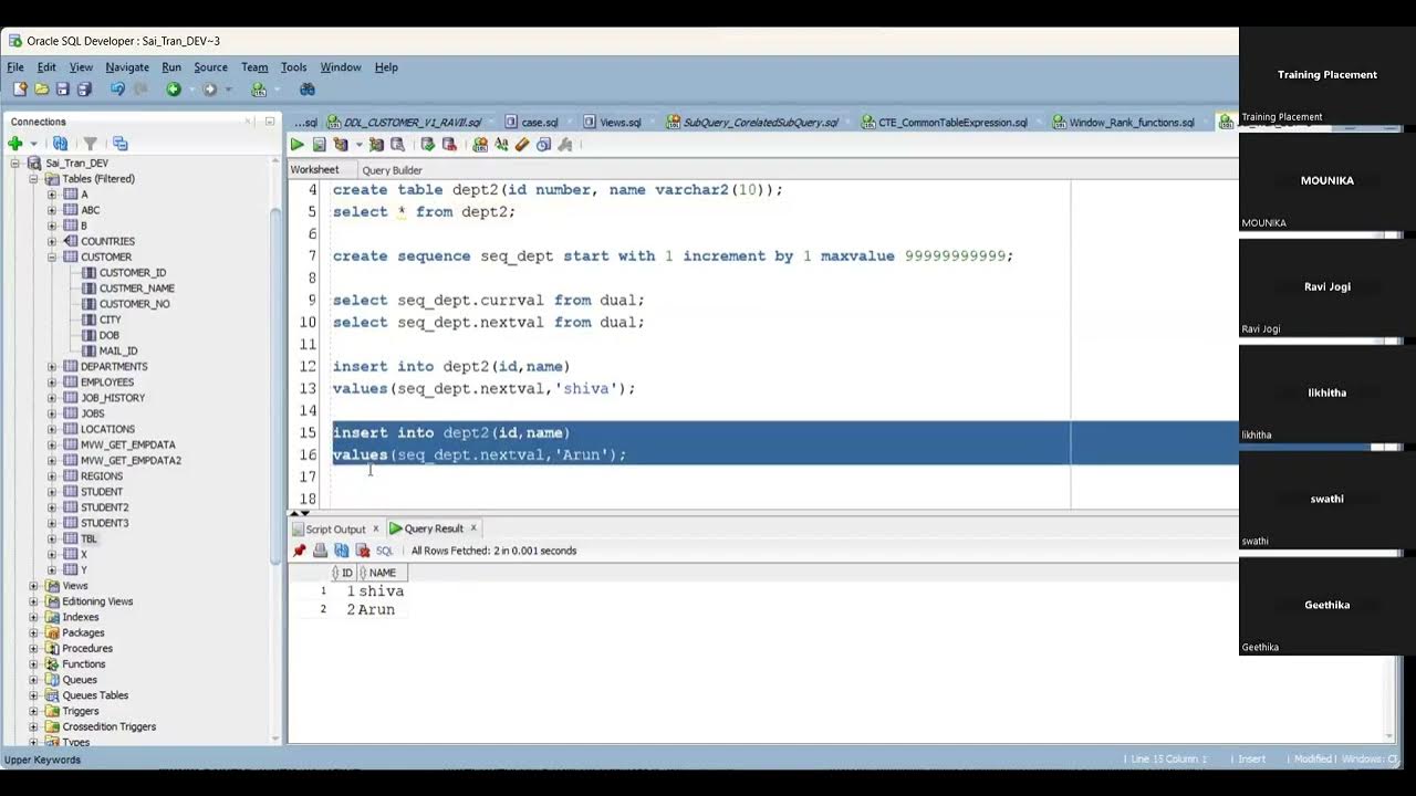 Oracle sequences actual use in real time project - YouTube