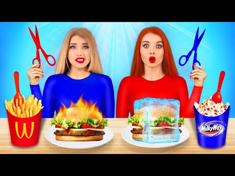 Hot vs Cold Food Challenge || Wars Girl on Fire vs Icy Girl for 24 hours by RATATA POWER
