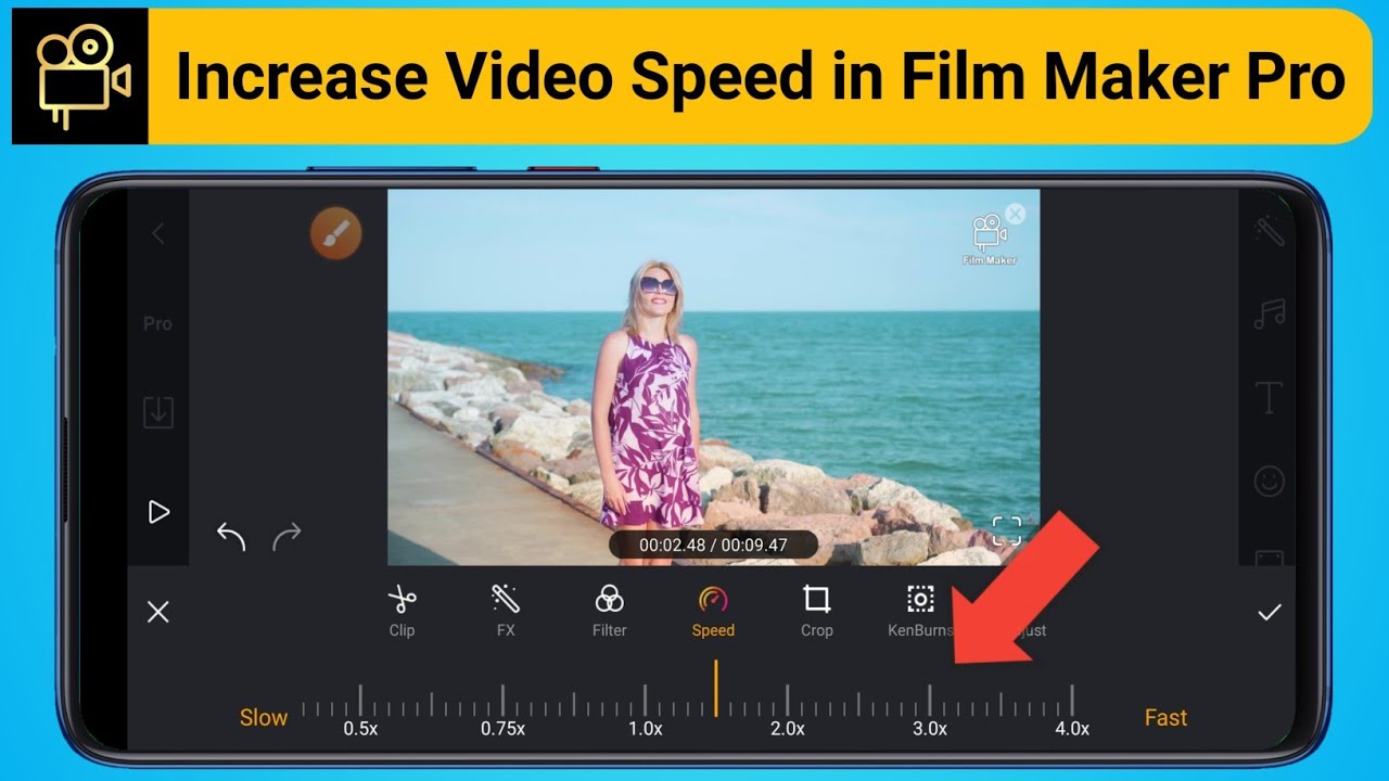 How to Increase Speed of a Video in Film Maker Pro App - YouTube