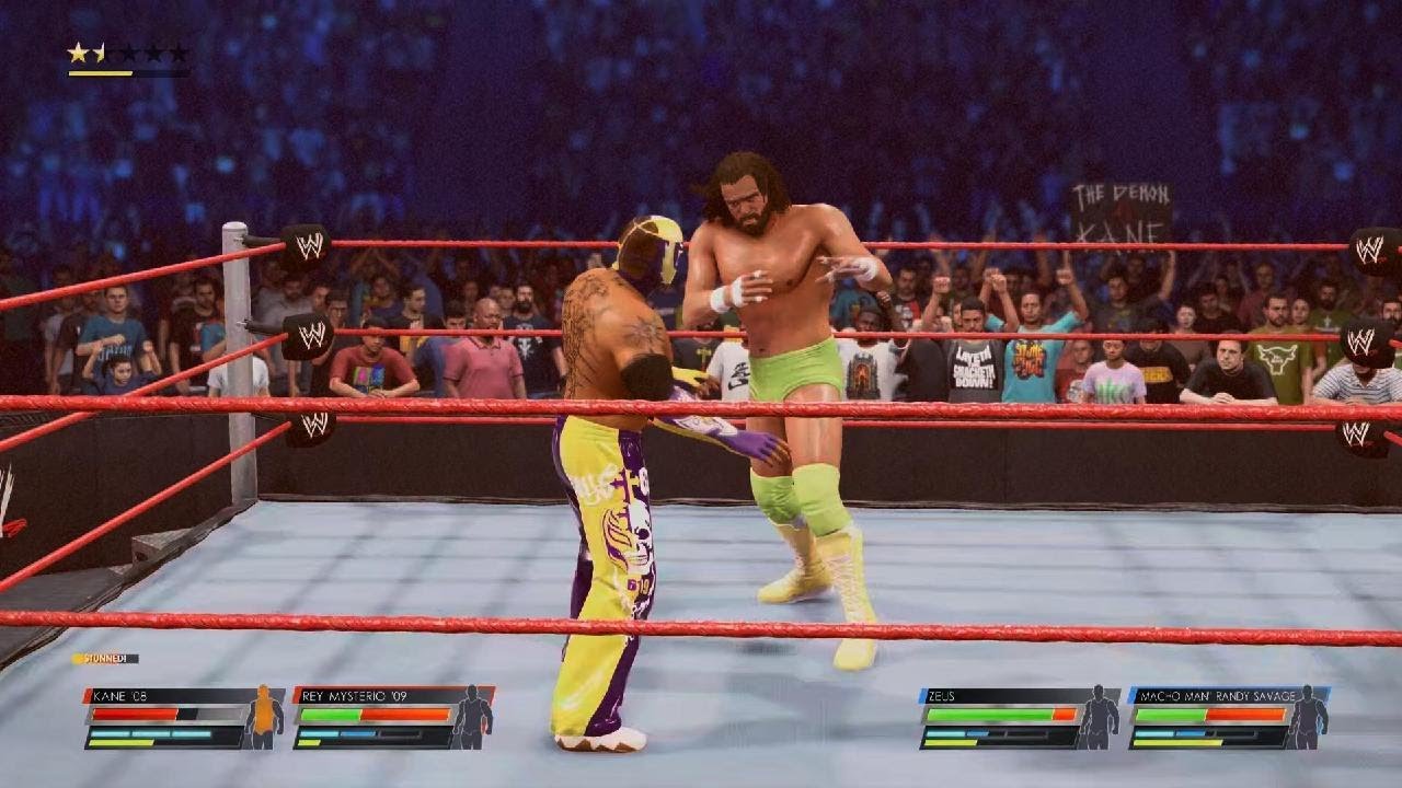 WWE 2K22 Zeus and Macho Man VS Kane and Rey Mysterio - YouTube