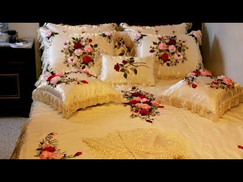 top Stylish Hand Made Ribbon Work Designer Bed sheets Designs Ideas ...
